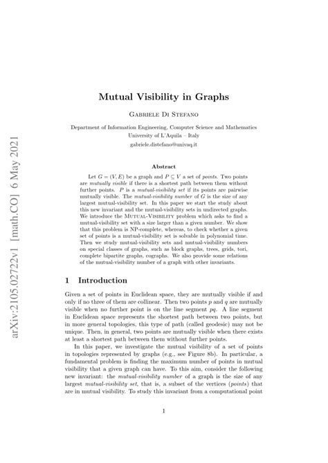 Pdf Mutual Visibility In Graphs