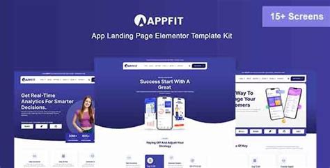 Appfit App Landing Page Elementor Pro Template Kit By HtmlDesignTemplates