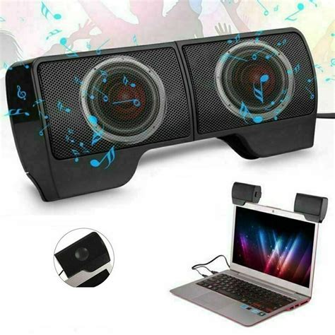 Laptop Speakers Clip On External Usb Powered Small Mini Wired Portable Stereo Multimedia Sound