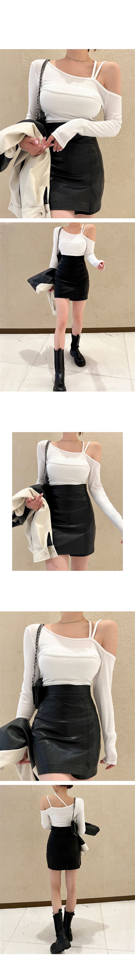 [3컬러] 슬림핏 긴팔 티셔츠 섹시 방송댄스 무대의상 공연 필라테스 요가복 하객룩 결혼식 파티룩 오프숄더 끈 스트링 어깨 트임