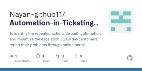 Github Nayan Github11automation In Ticketing System To Identify The Repeated Actions Through