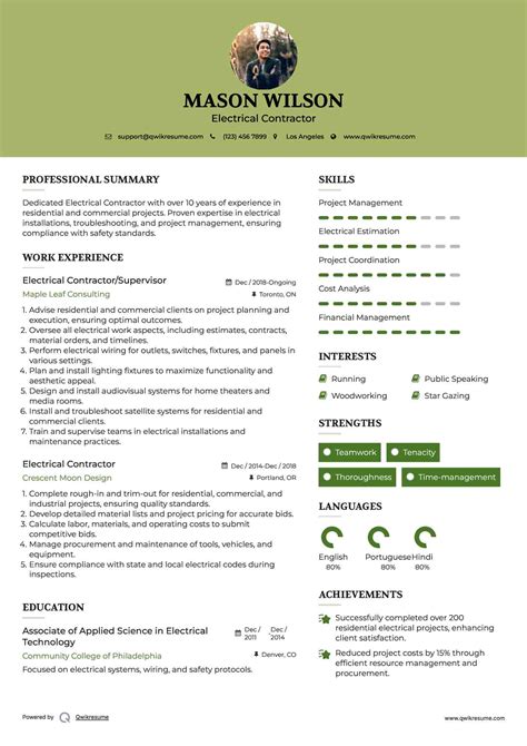 10 Electrical Contractor Resume Samples And Templates For 2026