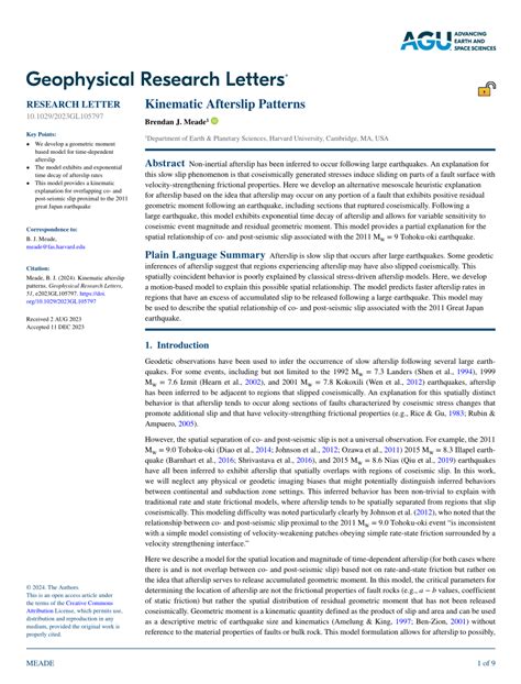 Pdf Kinematic Afterslip Patterns
