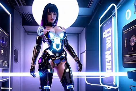 Dopamine Girl Ammanda Tapping Nude As A Cyborg Detaild With Cybernetic Implants Showing Her