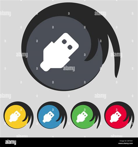 USB Icon Sign Symbol On Five Colored Buttons Vector Stock Vector Image Art Alamy