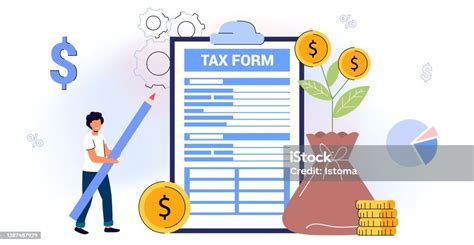 금융 데이터 분석에서 세금 작성 온라인 세금 납부 반환 Vat에 대 한 문서로 개념에 대한 스톡 벡터 아트 및 기타 이미지 개념 개념과 주제 경제 Istock