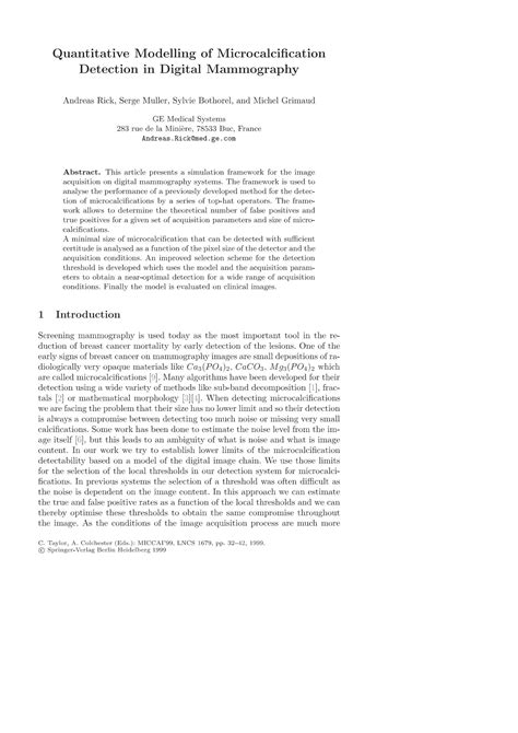 Solution Quantitative Modelling Of Microcalcification Detection In