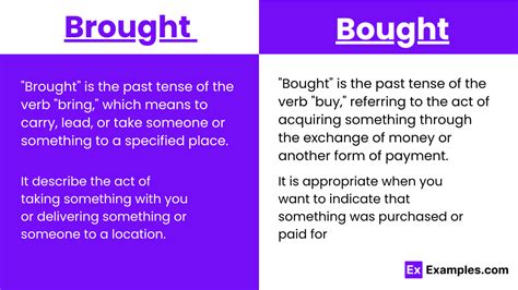 Brought Vs Bought Examples Differences Usage