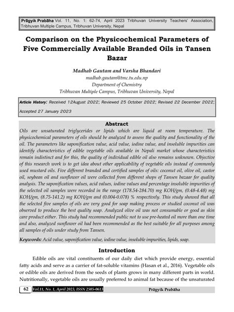Pdf Comparison On The Physicochemical Parameters Of Five Commercially