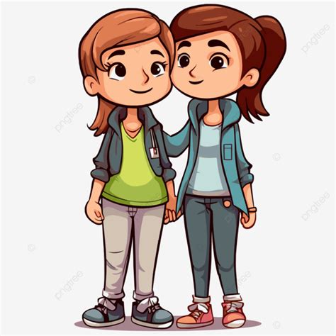 Lesbian Clipart Cute Cartoon Drawings Of Friends Vector Lesbian
