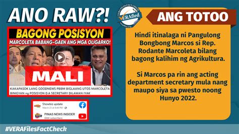 Marcos Did Not Appoint Marcoleta As Agri Sec