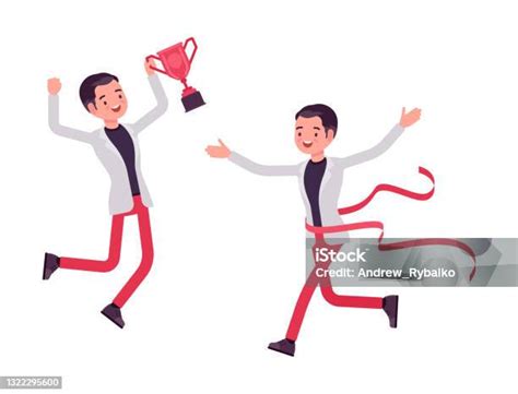 스마트 사업가 비즈니스 매니저 우승 리본 트로피 결승선 을 넘어 1위에 대한 스톡 벡터 아트 및 기타 이미지 1위 경쟁 경쟁자 Istock