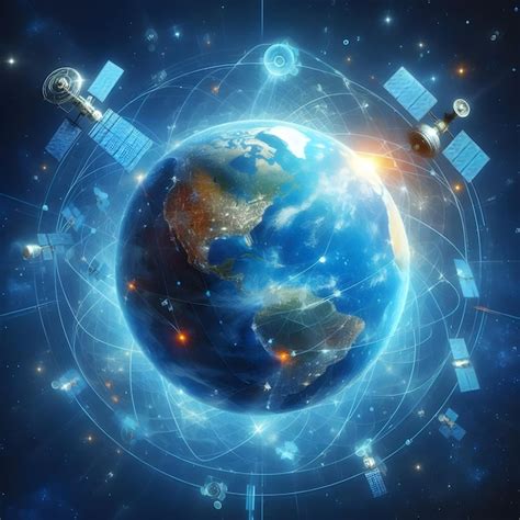 Premium Photo A Photo Globe Surrounded By Orbiting Satellites
