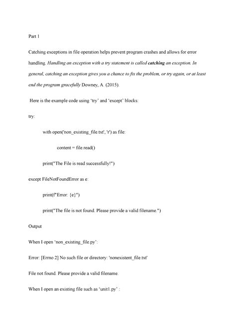 Cs Unit 8 Discussion Part 1 Catching Exceptions In File Operation Helps Prevent Program
