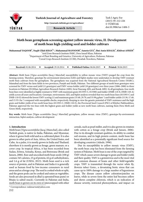 Pdf Moth Bean Germplasm Screening Against Yellow Mosaic Virus Ii