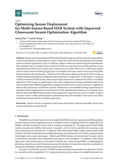 Pdf Optimizing Sensor Deployment For Multi Sensor Based Har System
