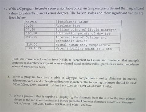 Solved 5 Write A C Program To Create A Conversion Table Of