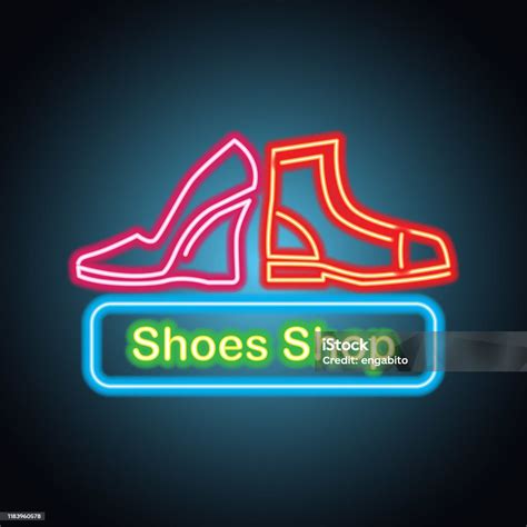 남자와 여자 신발 가게 네온 사인 신발 가게 와 상점 판자 배너 벡터 일러스트레이션 0명에 대한 스톡 벡터 아트 및 기타 이미지 0명 Fashion Show 가죽