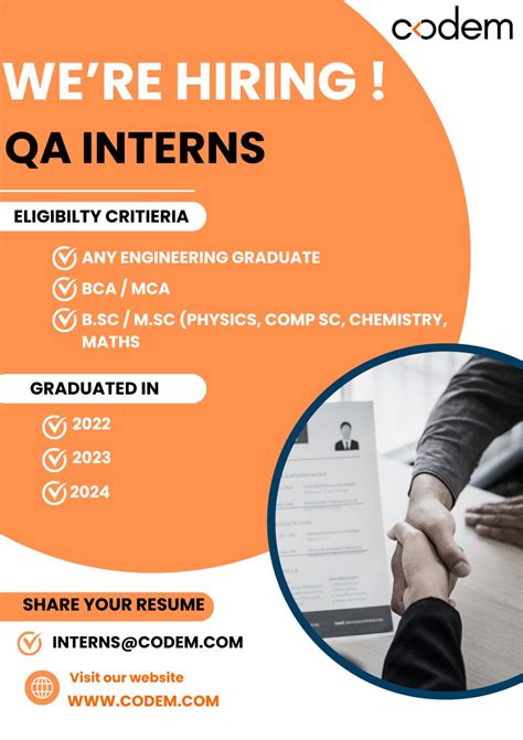 Hiring Internship Careeropportunity Joinourteam Codem Inc