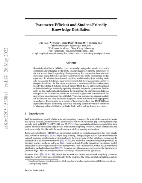 Parameter Efficient And Student Friendly Knowledge Distillation DeepAI