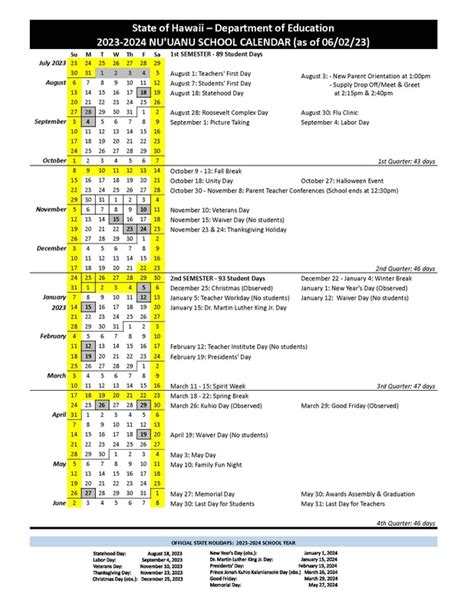 2025 2026 Hawaii Doe Calendar Printable Calendar