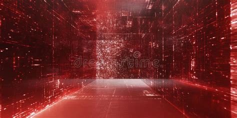 Abstract Exploration Of Digital Data Networks With Red Perspectives In