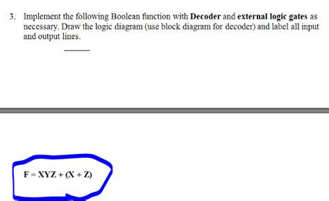 Solved Implement The Following Boolean Function With Decoder