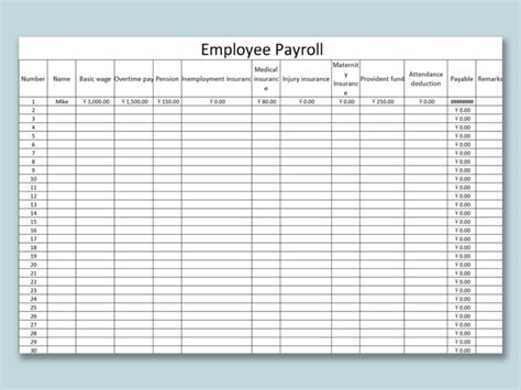 Payroll Excel Template