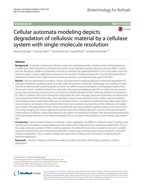 Pdf Cellular Automata Modeling Depicts Degradation Of Cellulosic