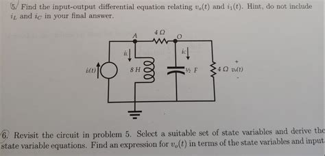 Solved 5 Find The Input Output Differential Equation