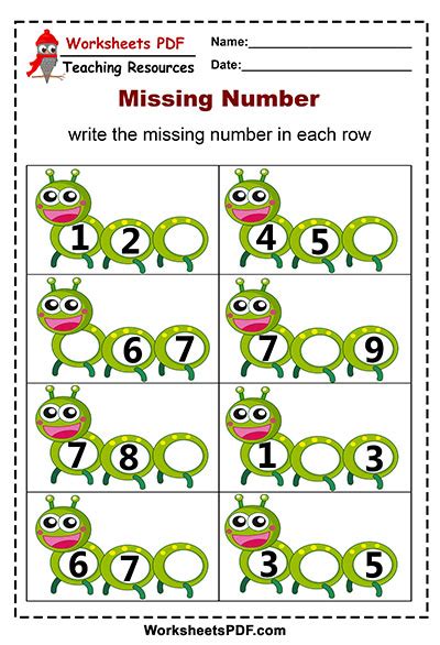 Missing Numbers Free Math Worksheets Worksheets Pdf