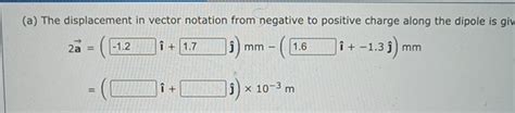Solved A ﻿the Displacement In Vector Notation From