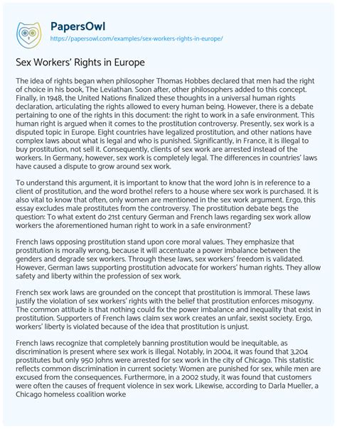 Sex Workers Rights In Europe Free Essay Example 1929 Words