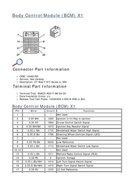 Body Control Module Pinouts Pdf Electrical Connector Switch