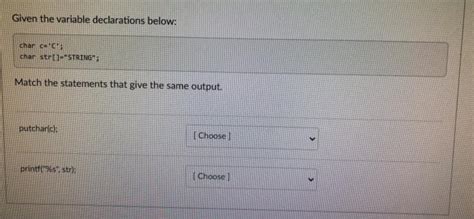 Solved Given The Variable Declarations Below Char B Char