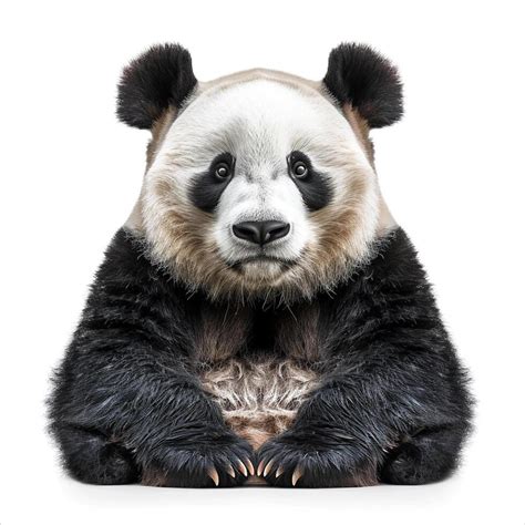 A Panda Bear Sitting On The Ground With Its Paws Up 47276378 Stock