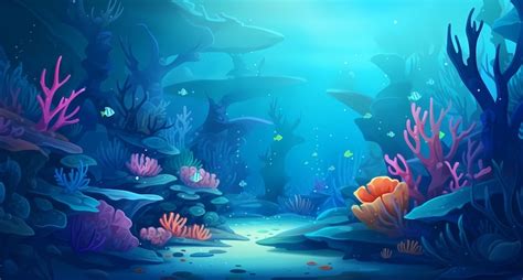Premium Photo Cartoon Background In The Style Of A Deep Sea Underwater