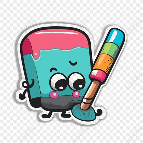 手臂上有刷子的卡通氣泡立方體剪貼畫 向量 貼紙eps圖案素材免費下載，可愛卡通圖片，尺寸2134 × 2134px Lovepik