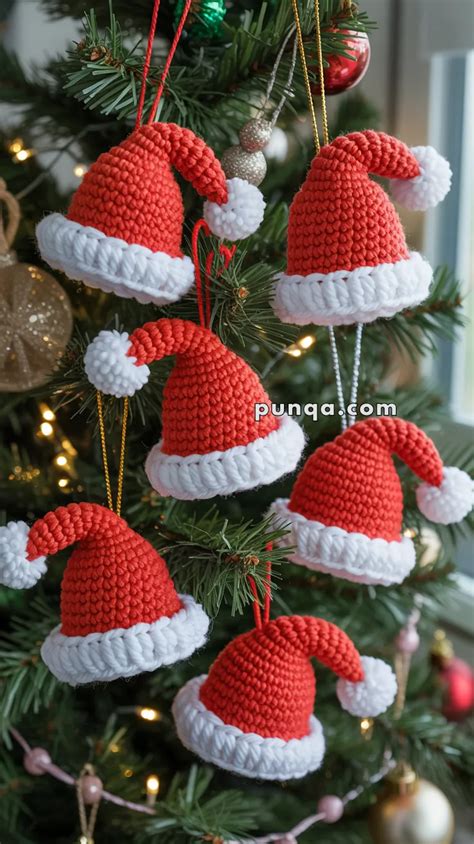 Santa Hat Ornaments Free Crochet Pattern Punqa
