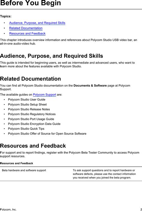 Polycom P POLYCOM STUDIO User Manual Polycom Studio Beta User Guide