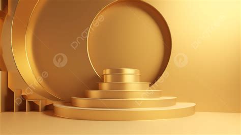 제품 프리젠테이션을 위한 깨끗한 배경과 2층으로 된 그라데이션 원 벽 금색 3d 렌더링의 기하학적 받침대 3d 스튜디오 최소한의 장면 3d 장면 배경 일러스트 및 사진