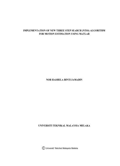 implementation of new three step search ntss algorithm for motion