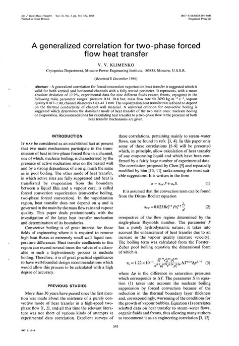 Pdf A Generalized Correlation For Two Phase Flow Heat Transfer