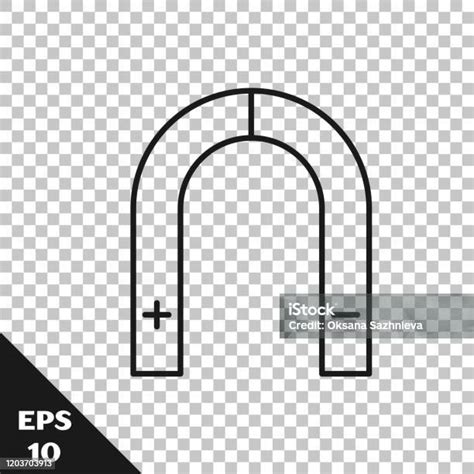 투명 한 배경에 격리 된 검은 선 자석 아이콘입니다 말굽 자석 자기 자화 매력 벡터 일러스트레이션 강철에 대한 스톡 벡터 아트 및 기타 이미지 Istock