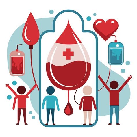 Ilustración De La Donación De Sangre Personaje Animado Alegre Que Anima