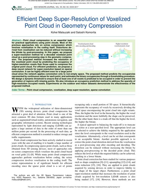 Pdf Efficient Deep Super Resolution Of Voxelized Point Cloud In Geometry Compression