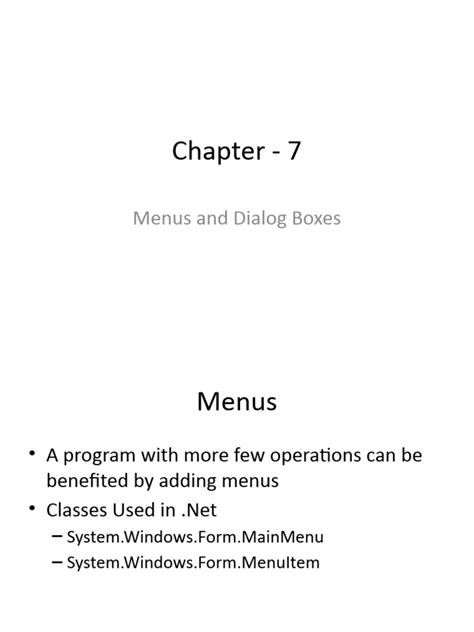 Bca Chapter 7 Menus Mdis Pdf Filename Menu Computing