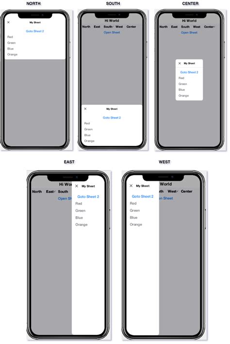 New Sheet Positioning Codename One