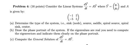 solved consider the linear systems dy~dt ﻿ay~ where y~