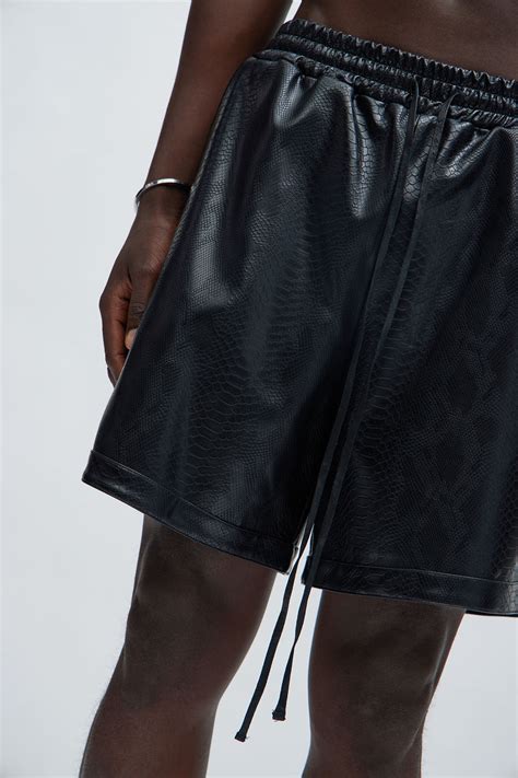 Sawyer Faux Python Shorts Black Fashion Nova